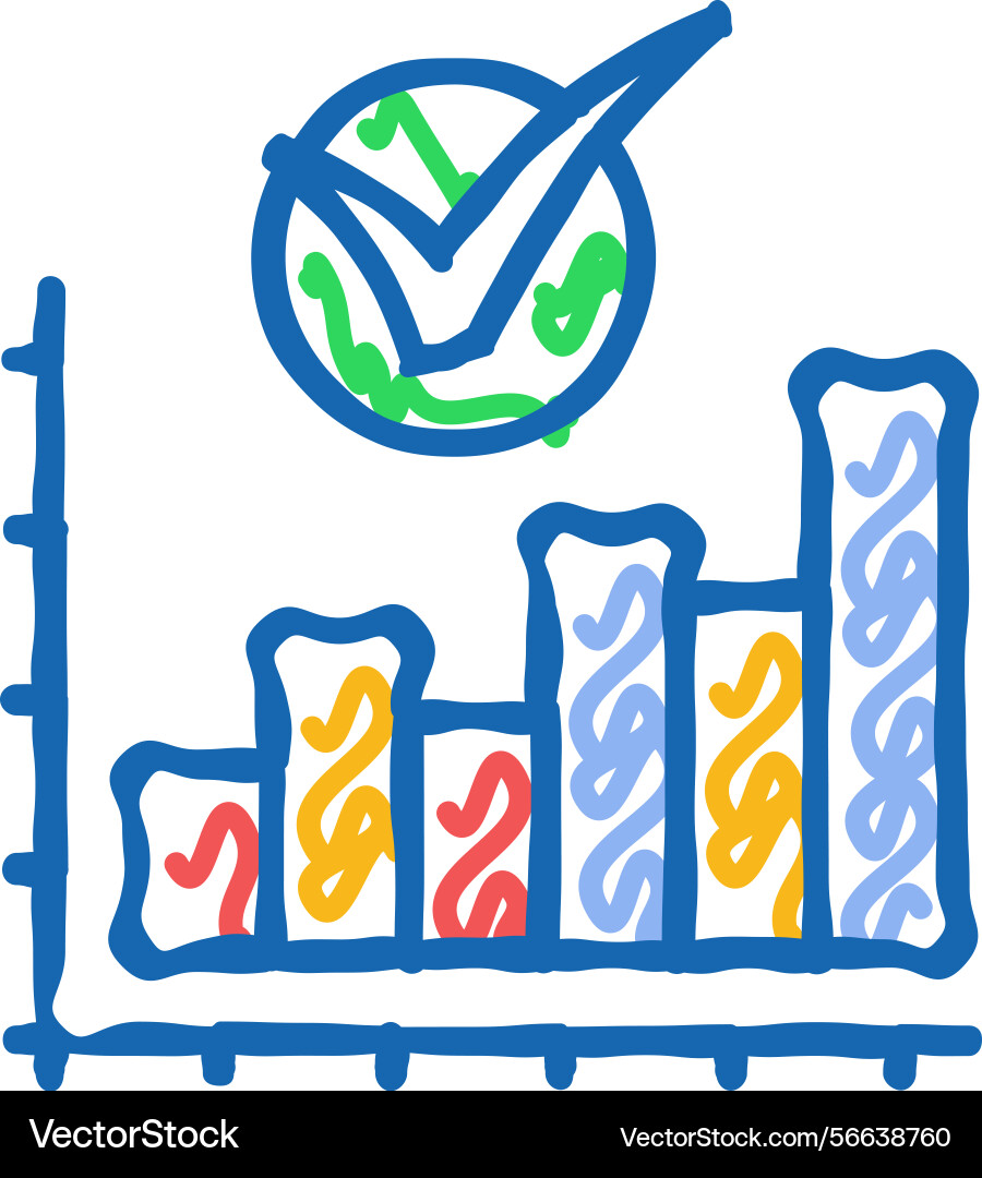 Graph check mark icon doodle Royalty Free Vector Image