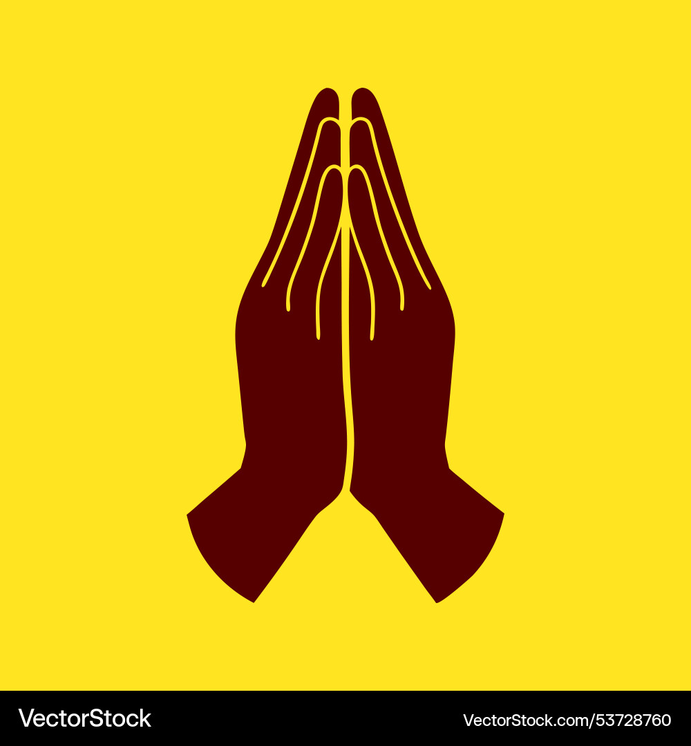 Hands namaste mudra praying greeting simple Vector Image