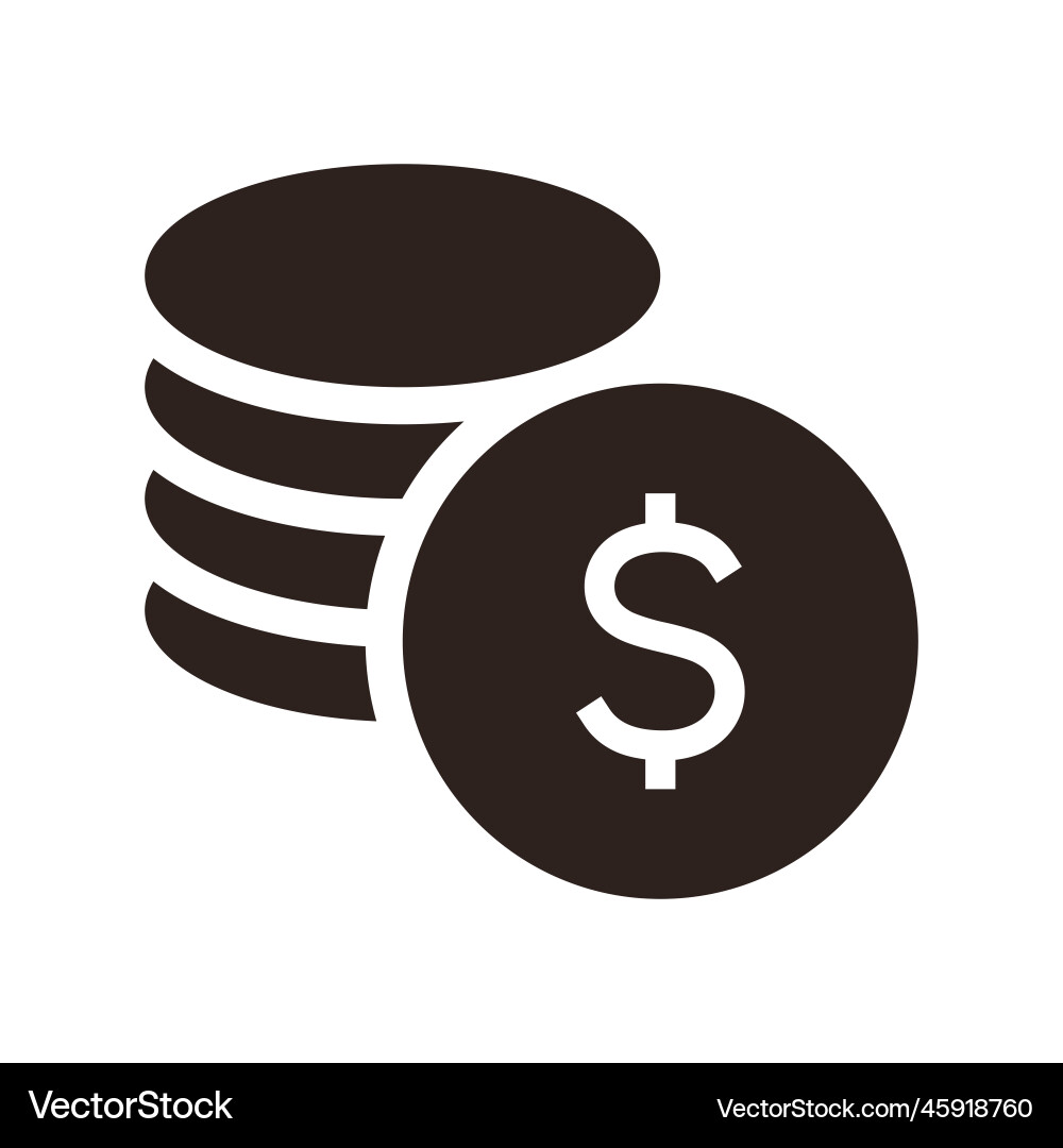 Money icon dollar sign coins Royalty Free Vector Image