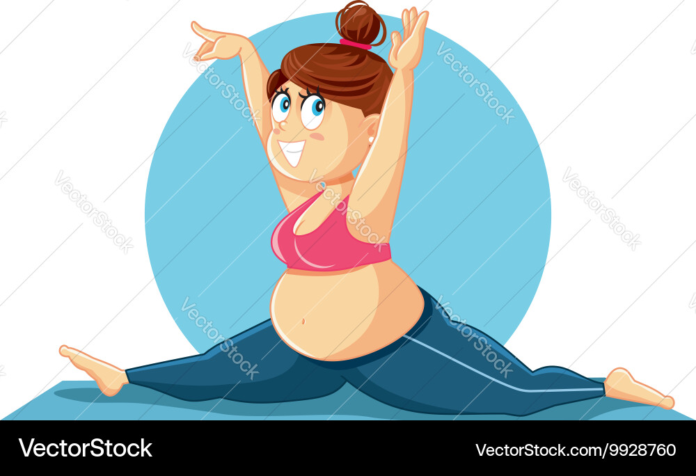 Plus size girl doing the splits cartoon Royalty Free Vector