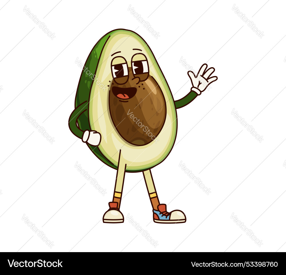 Retro Avocado Character Royalty Free Vector Image