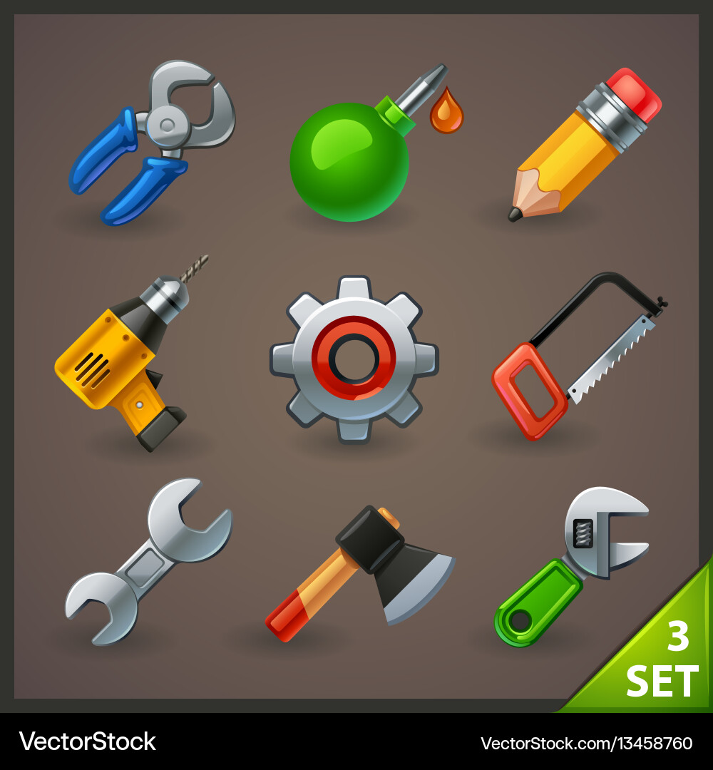 Tools icon set-3 Royalty Free Vector Image - VectorStock