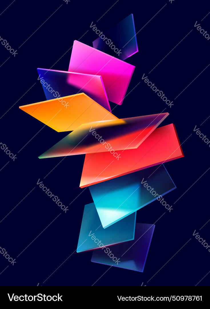 3d colorful squares and rectangles on dark Vector Image