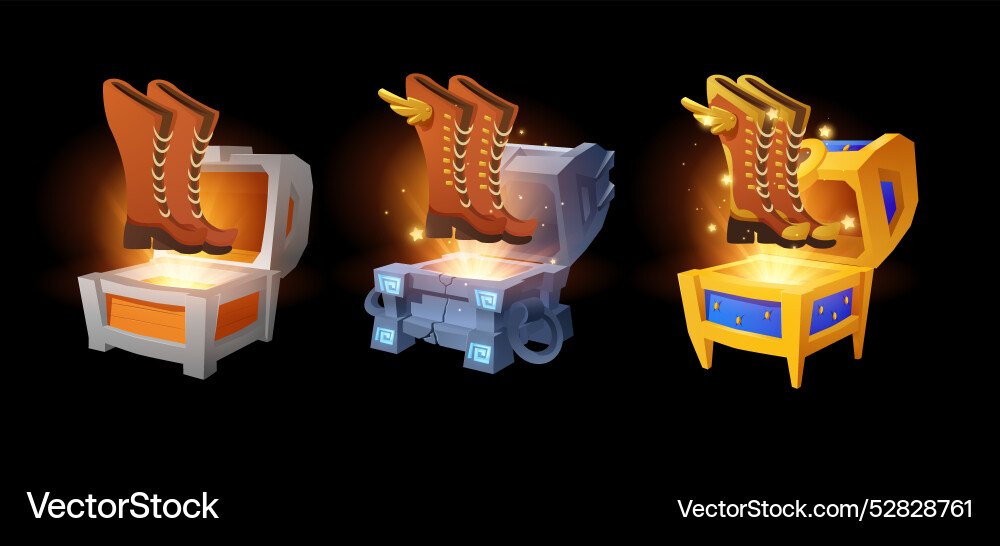Boots fly out of the chests game design elements Vector Image