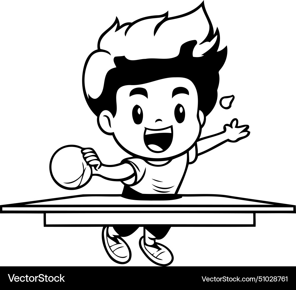 Boy playing table tennis cartoon Royalty Free Vector Image