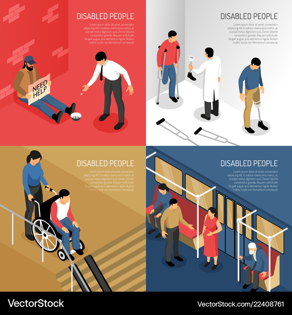 Disabled people isometric design concept Vektorbild