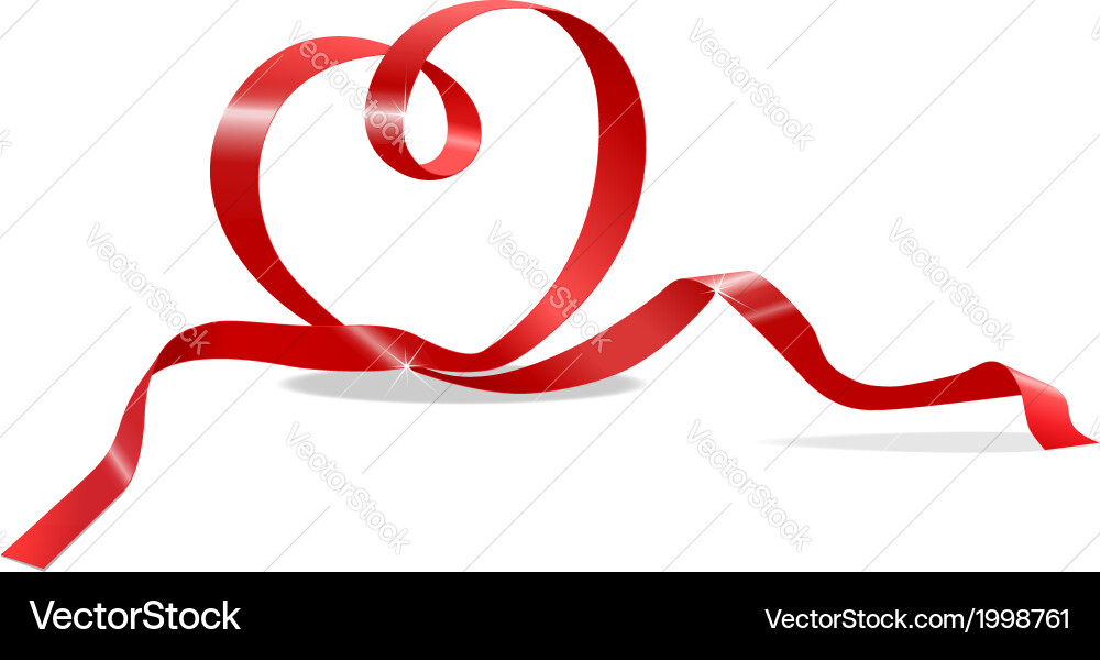 Heart of red ribbon Royalty Free Vector Image - VectorStock