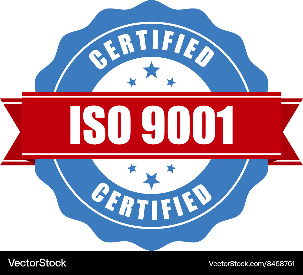 Iso 9001 certified stamp - quality standard seal Vector Image