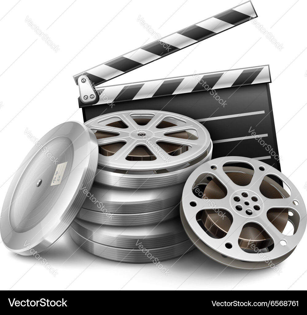 Movie film disk with tape Royalty Free Vector Image