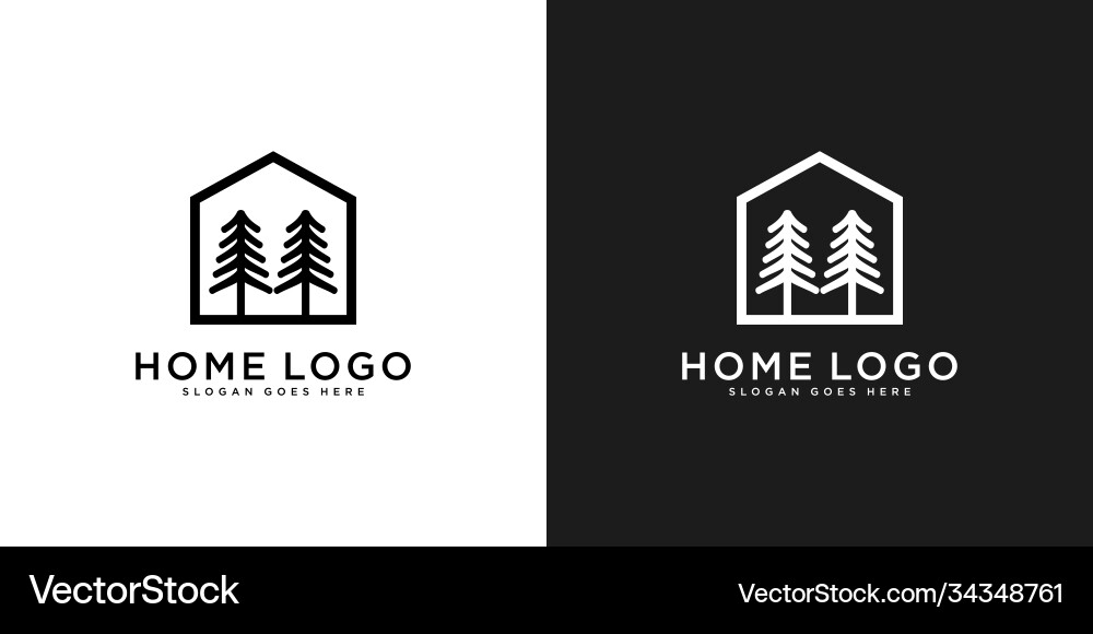 Pine Tree Home Logo Template Royalty Free Vector Image