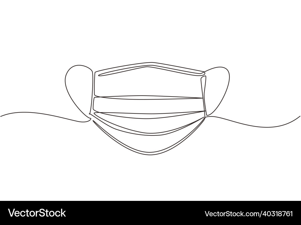 Single continuous line drawing surgical face mask Vector Image