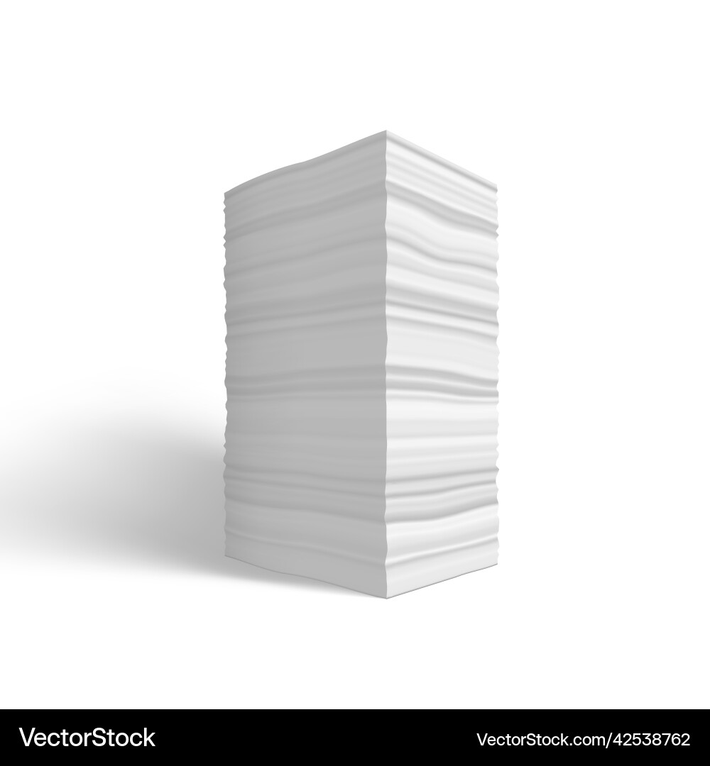 3d stack of papers with shadow on white background