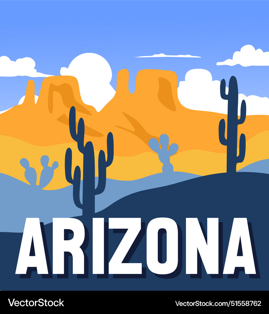 Arizona state with beautiful sky Royalty Free Vector Image