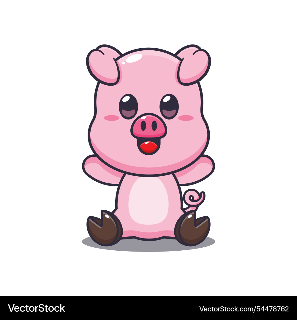 Cute pig mascot cartoon Royalty Free Vector Image
