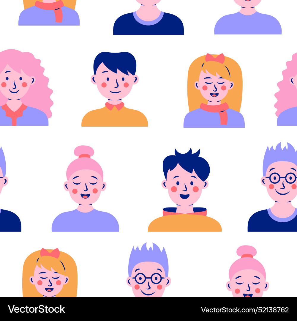 Kids different user profile seamless pattern Vector Image