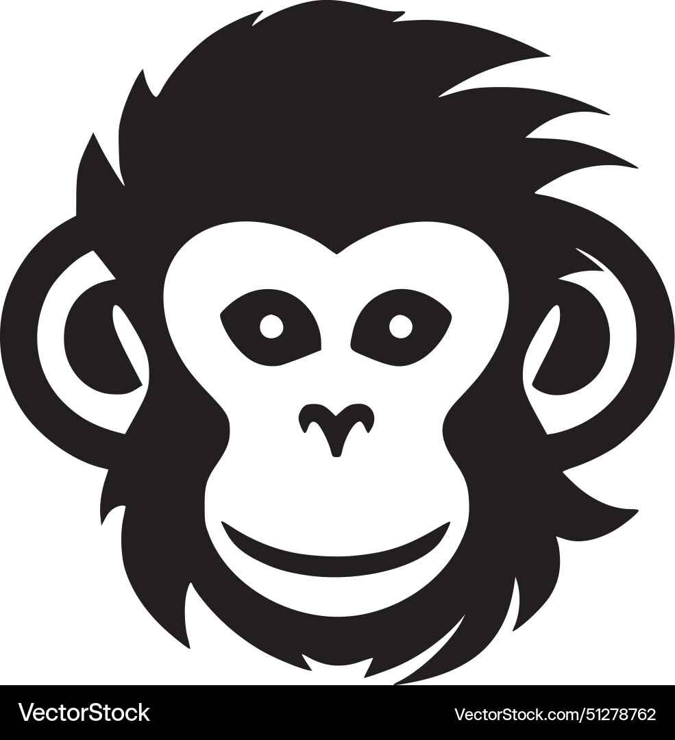 Monkey - minimalist and flat logo Royalty Free Vector Image