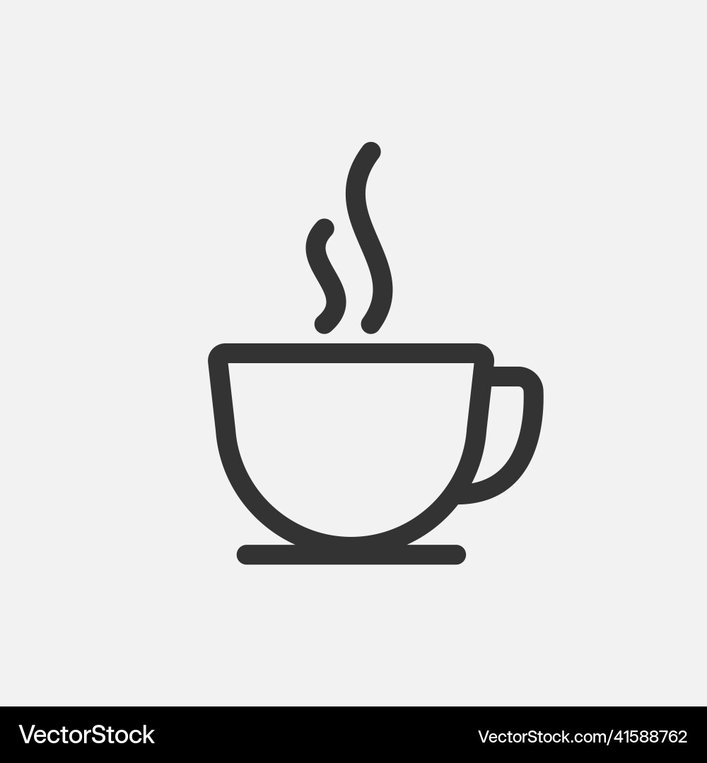 Outline cup of coffee icon isolated flat design Vector Image