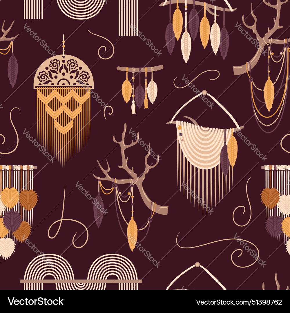 Seamless pattern macrame panels boho handmade Vector Image