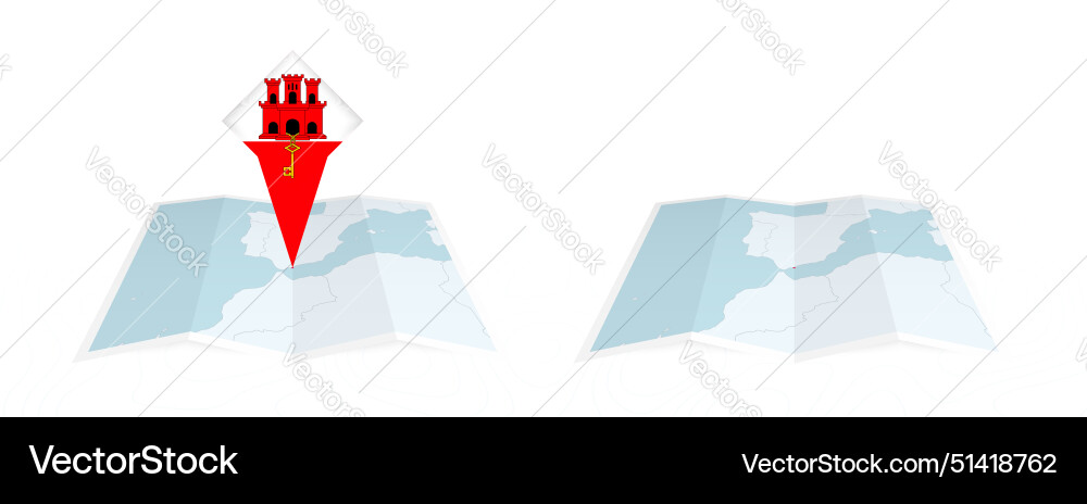 Two versions of an gibraltar folded map one Vector Image