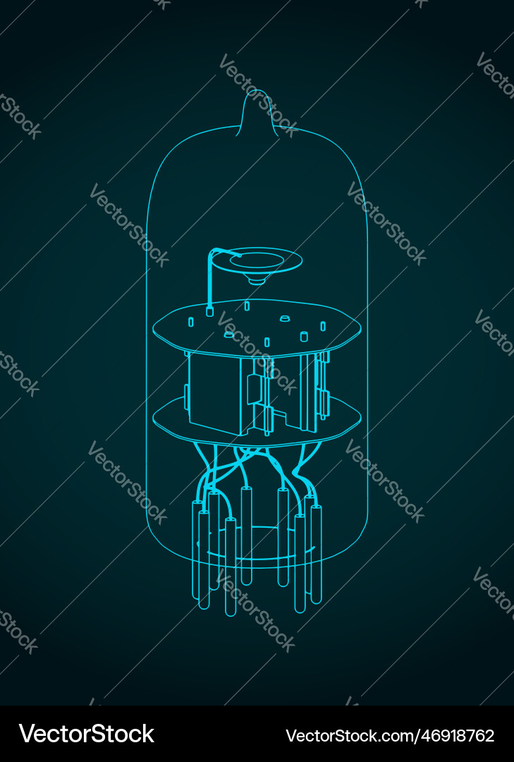 Vacuum tube blueprint Royalty Free Vector Image