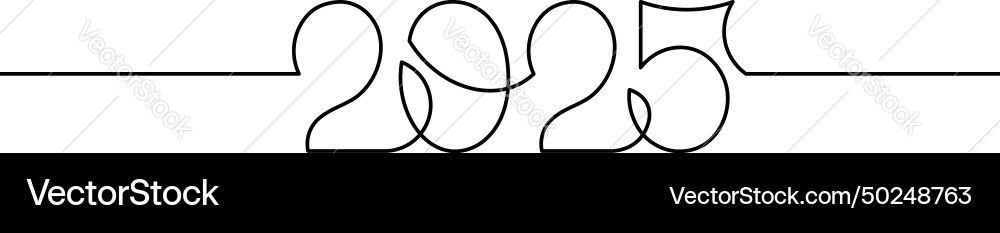 2025 Line Art New Year Doodle Royalty Free Vector Image