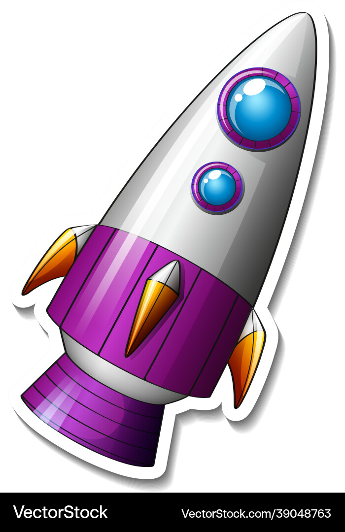 A sticker template with rocket ship cartoon Vector Image