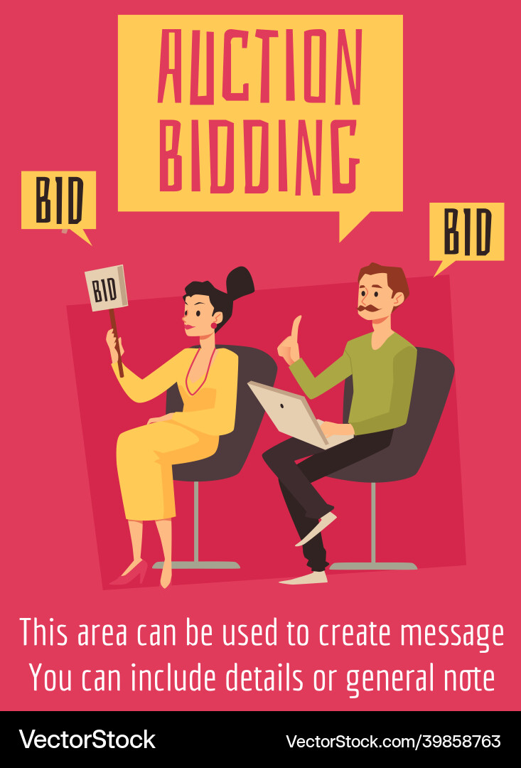 Auction bidding banner or poster Royalty Free Vector Image