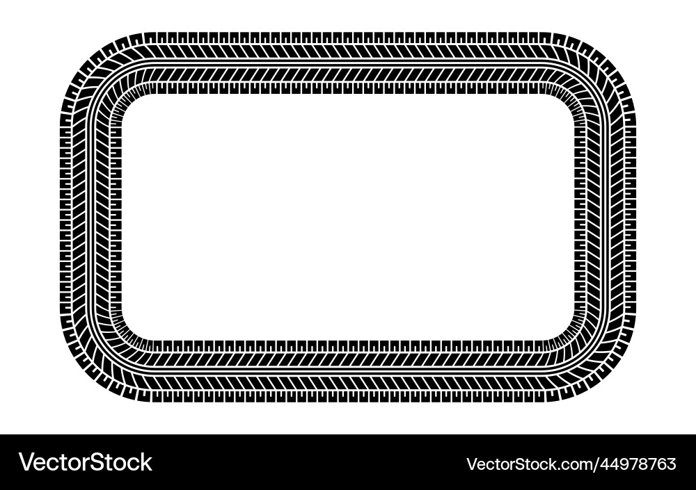 Auto tire tread rectangle frame car Royalty Free Vector