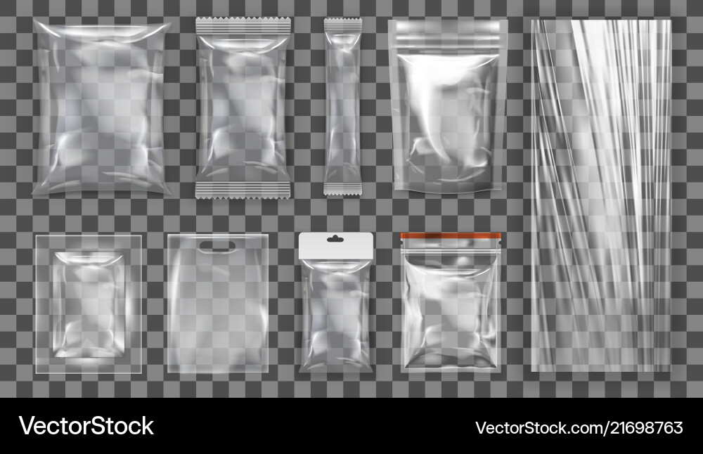 Big set of transparent empty plastic packaging Vector Image