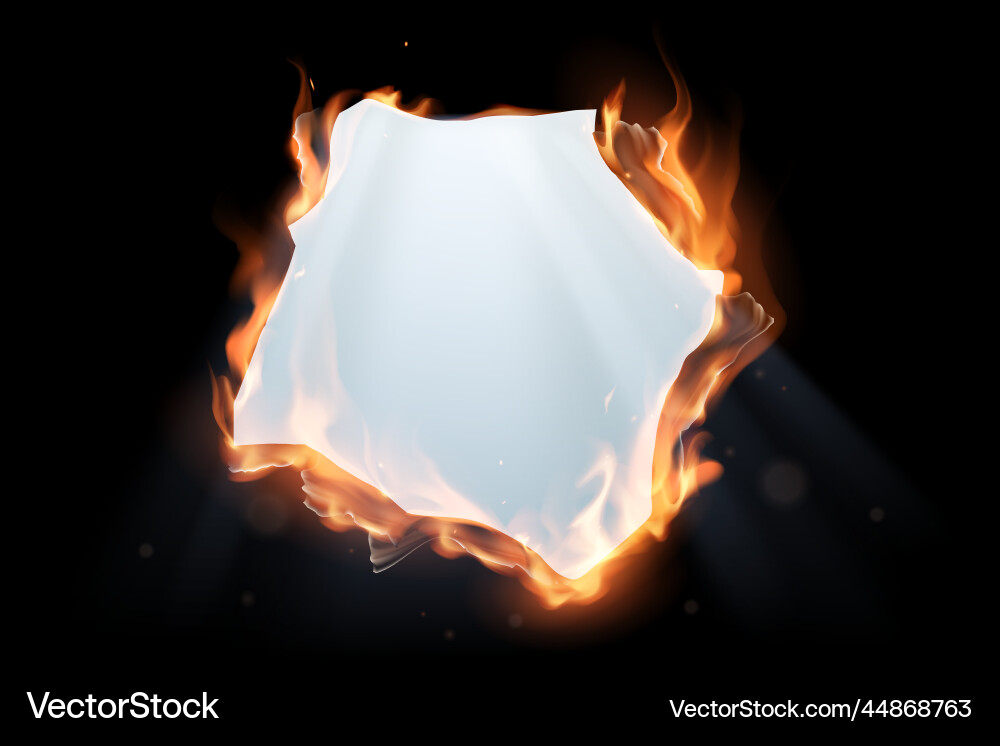 Burning Paper with Flame Effect Royalty Free Vector Image