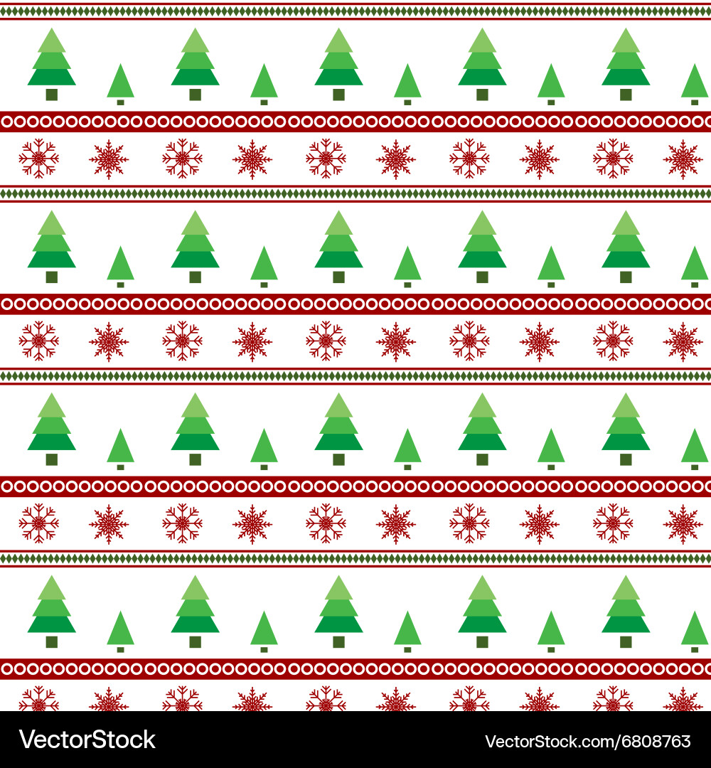 Christmas trees and snowflake seamless pattern Vector Image