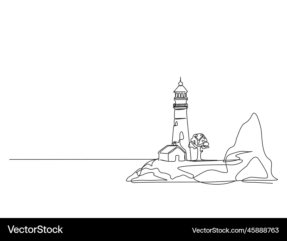 Continuous one line drawing of lighthouse tower Vector Image