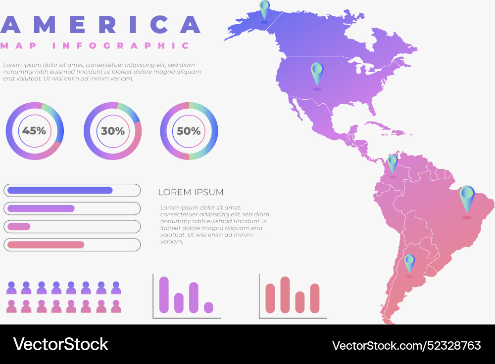 Creative gradient america map infographic Vector Image
