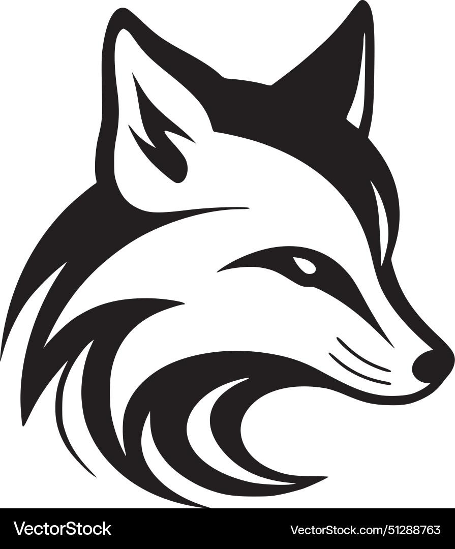 Fox - black and white Royalty Free Vector Image