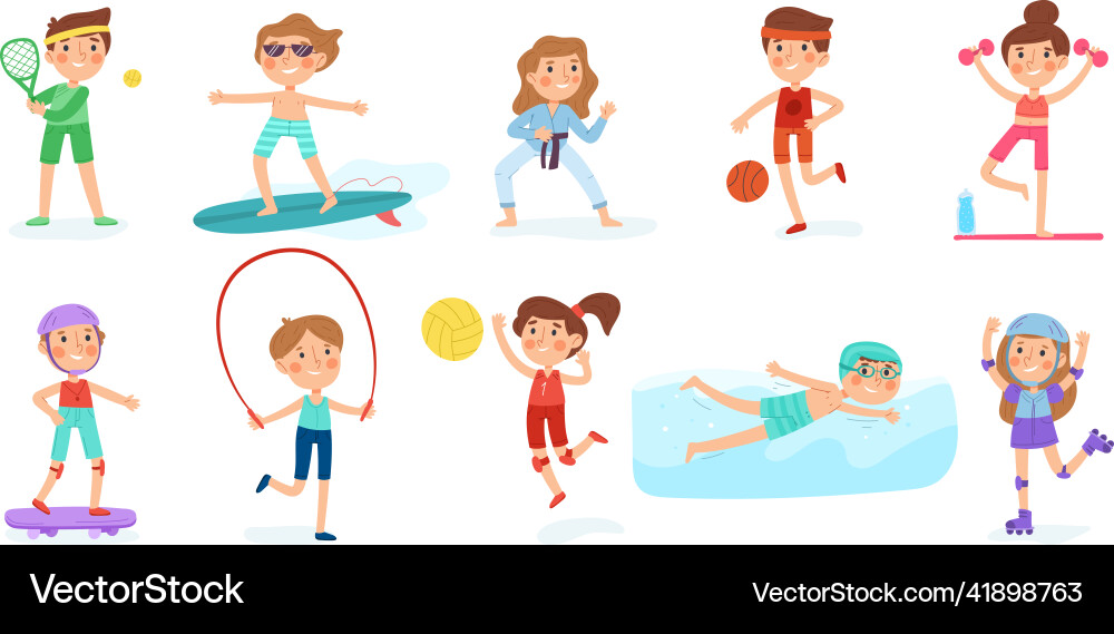 Kids sport exercise children workout boy Vector Image