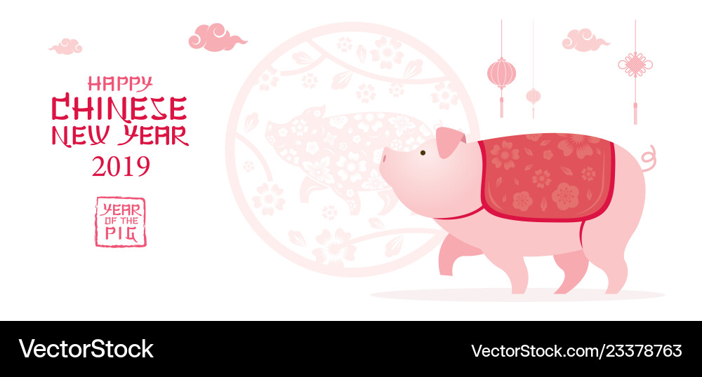 Pig character chinese new year 2019 Royalty Free Vector