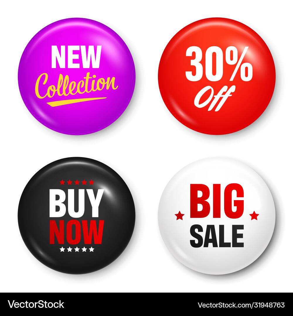 Realistic badges with text product promotion Vector Image