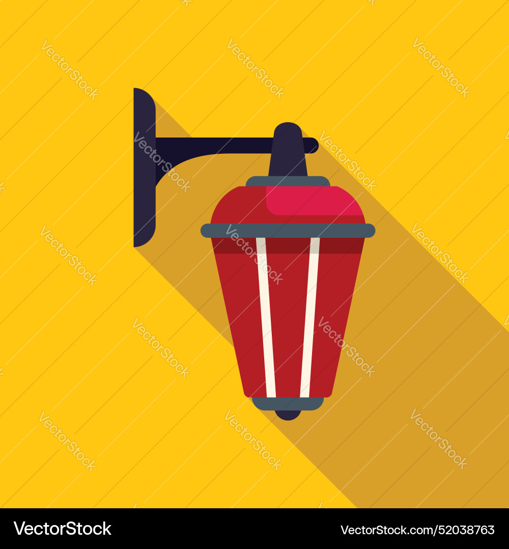 Red wall lamp hanging and illuminating with long Vector Image