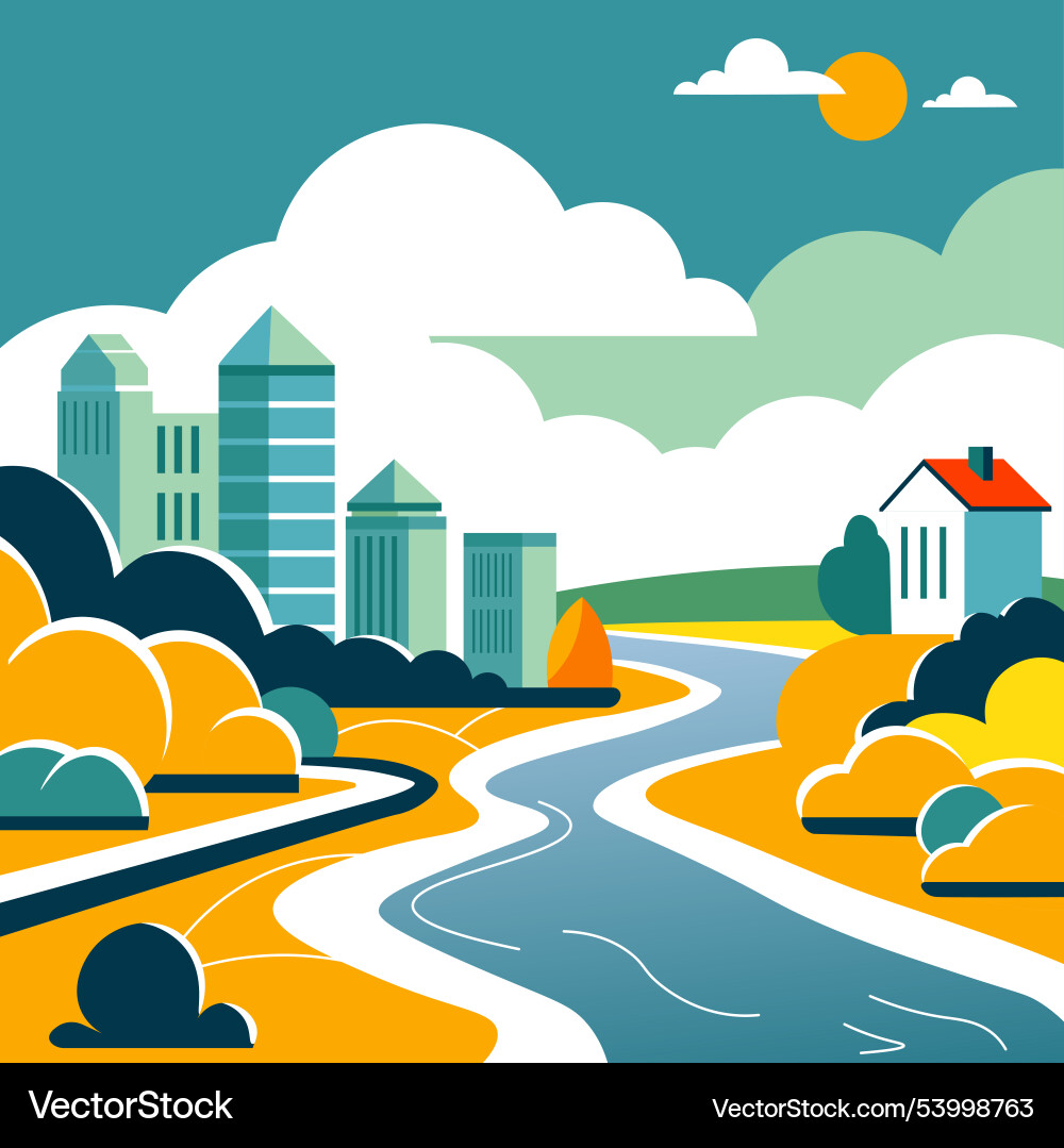 Serene nature sunset landscape Royalty Free Vector Image