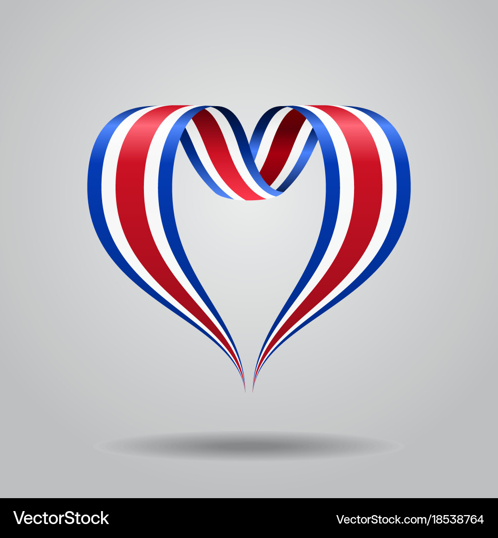 Costa Rican Flag Heart Ribbon Royalty Free Vector Image