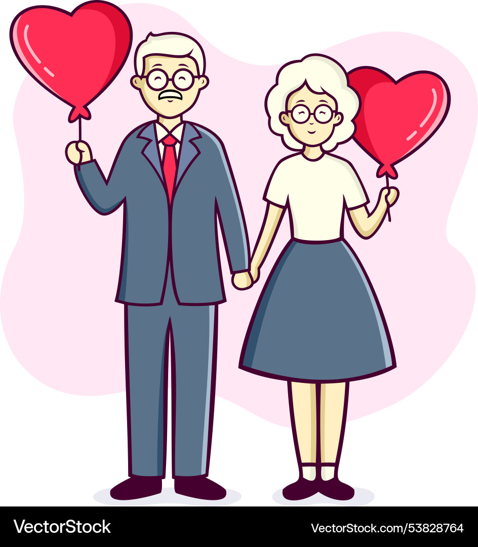 Cute old couple cartoon Royalty Free Vector Image