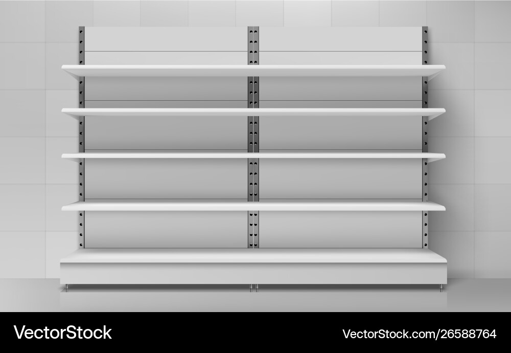 Empty store shelves set retail supermarket rack Vector Image