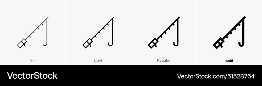 Fishing rod icon thin light regular and bold Vector Image