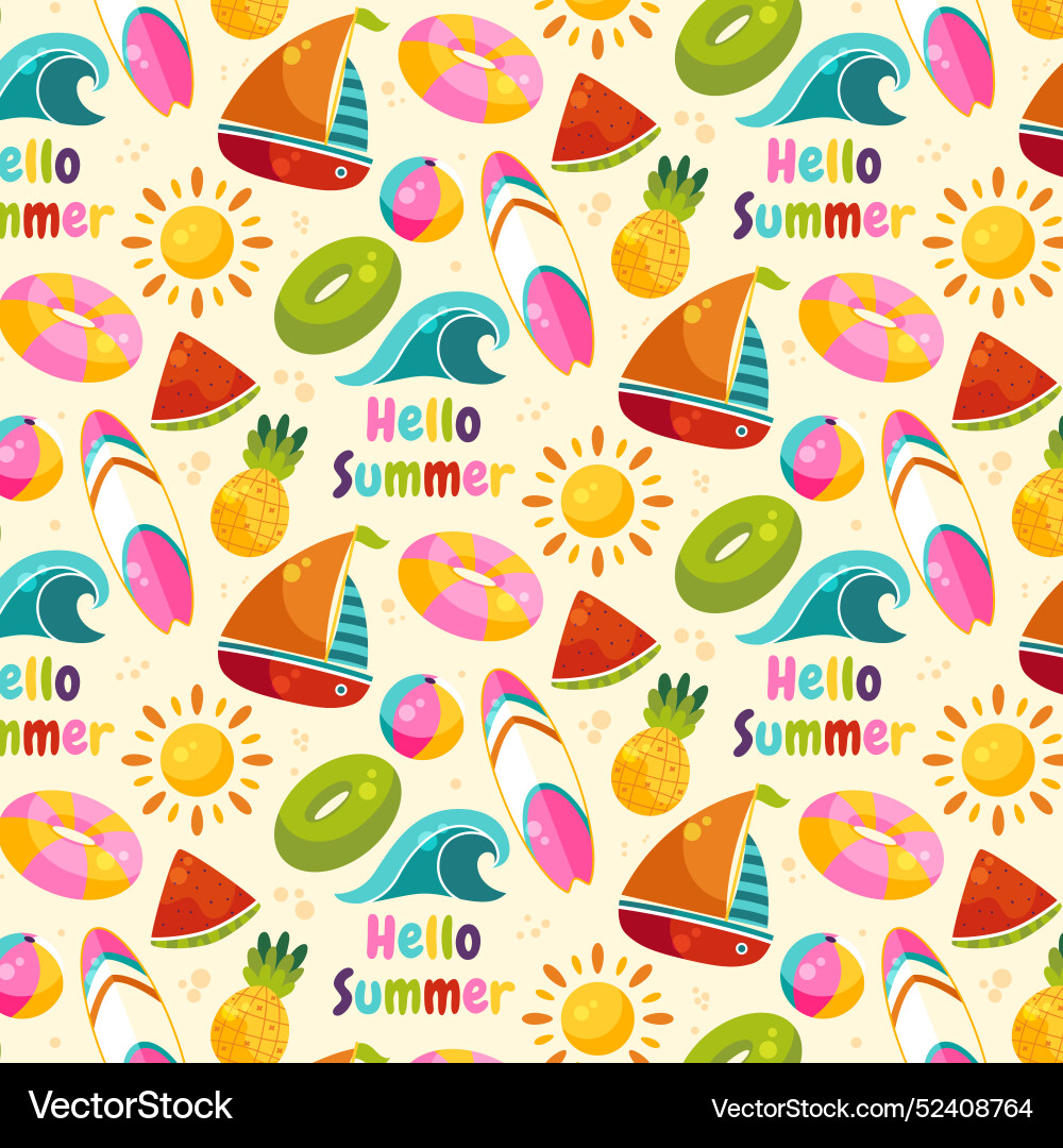 Hand drawn summer pattern design Royalty Free Vector Image