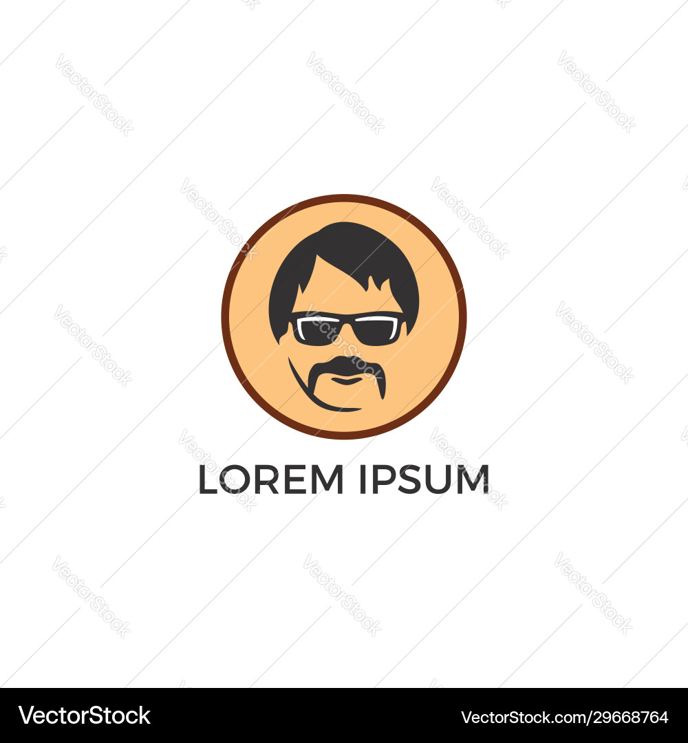 Head man with glasses silhouette logo design Vector Image