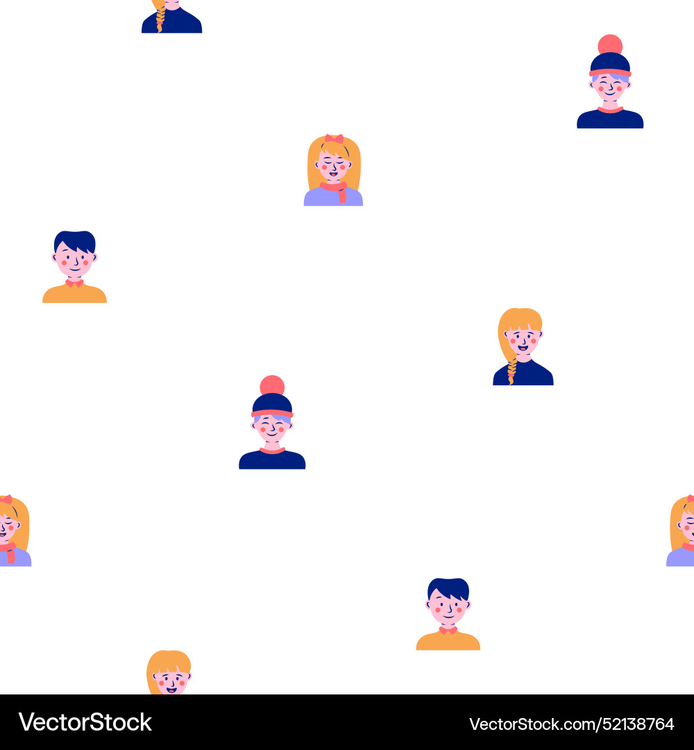 Kids different user profile seamless pattern Vector Image