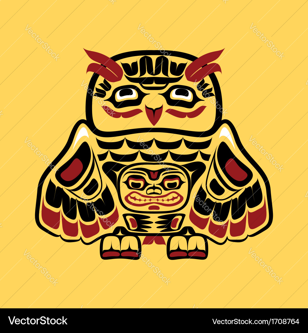 North american native art owl Royalty Free Vector Image