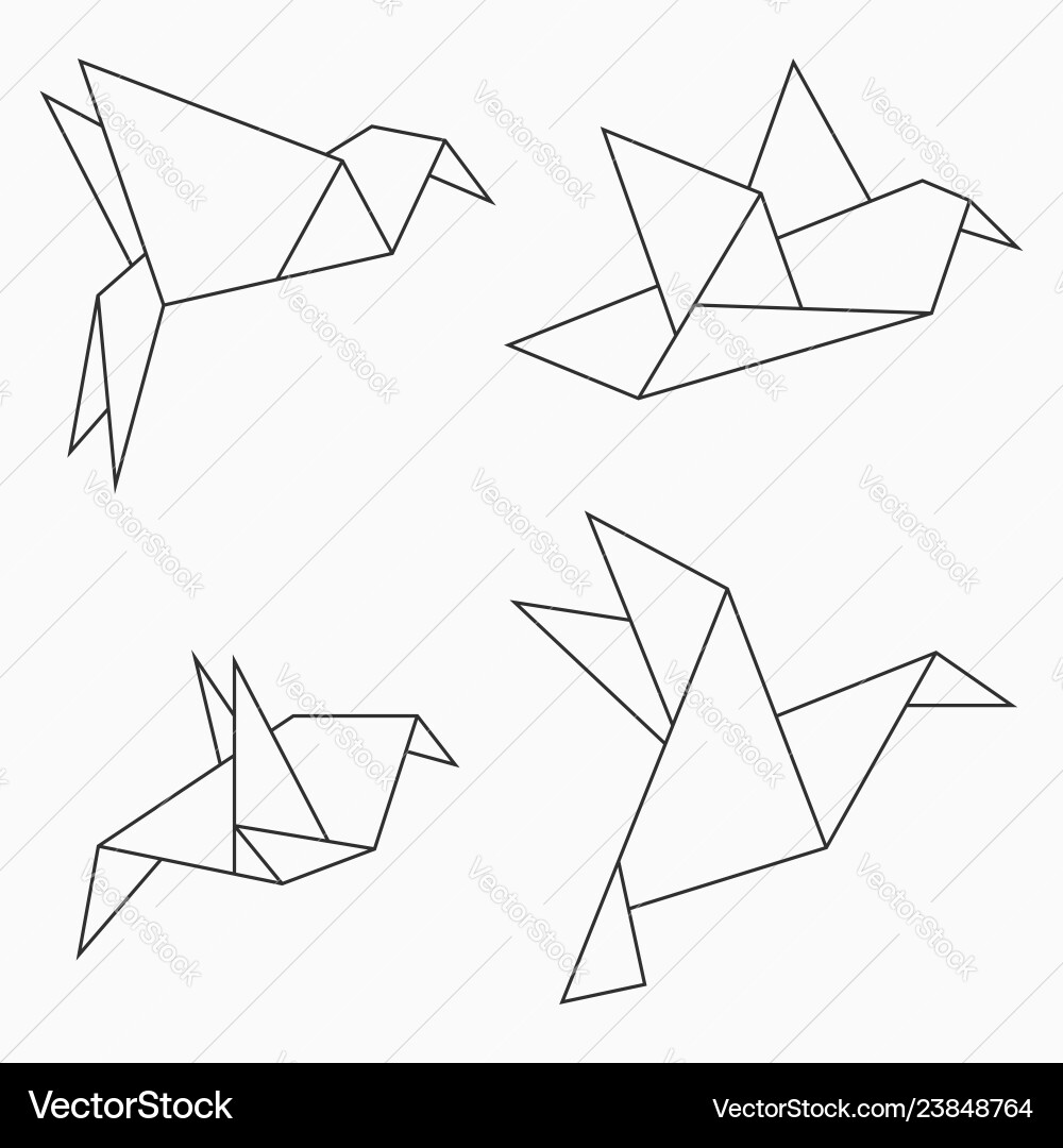 Origami bird collection Royalty Free Vector Image