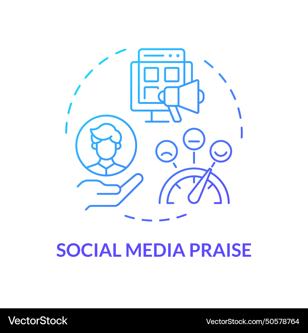 Social media praise blue gradient concept icon Vector Image