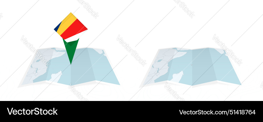 Two versions of an seychelles folded map one Vector Image